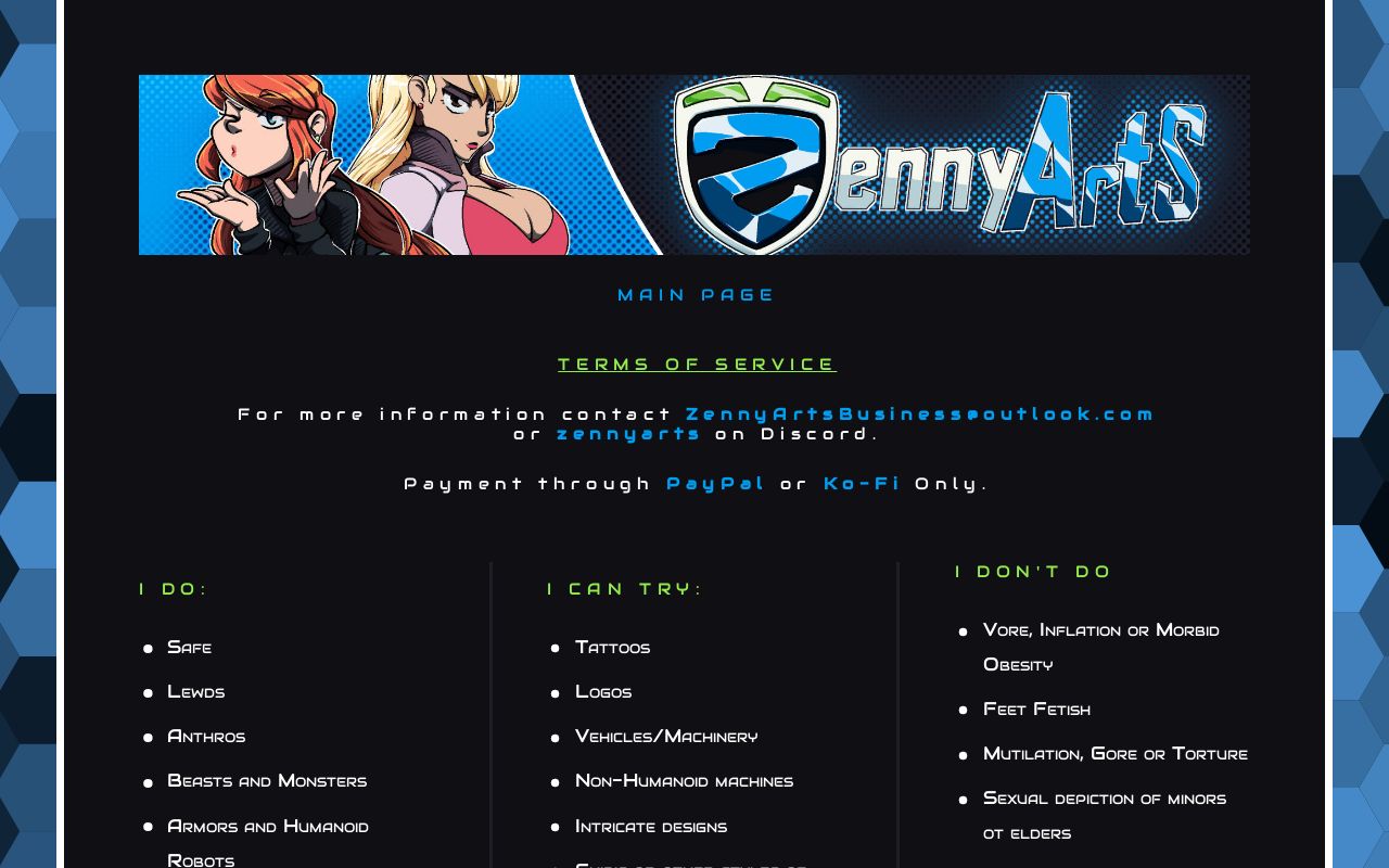 Zenny Arts Commission Sheet